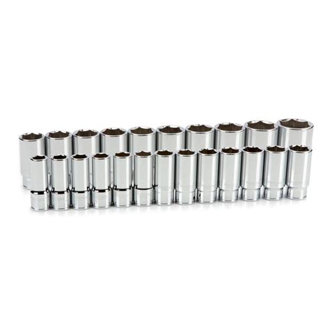 Tekton 3 4 In Drive Deep 6 Point Socket Set 19 Mm 50 Mm 23 Piece