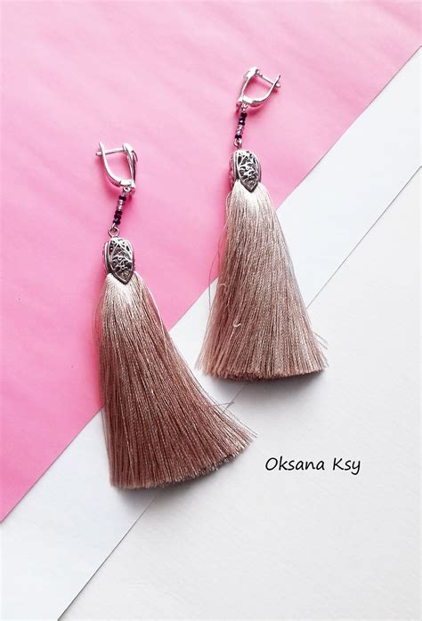 длинные серьги кисти бежевого цвета Drop Earrings Jewelry Earrings