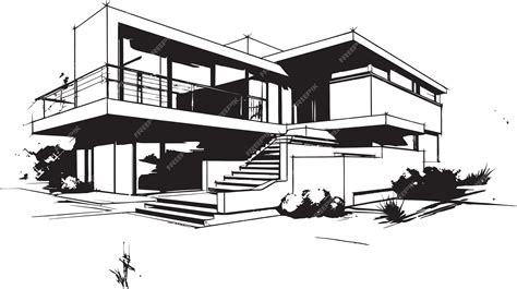 Premium Vector Double Residence Blueprint Sketch Idea For Duplex Vector Logo Pair House Sketch