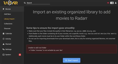 Sonarr And Radarr From App Store Directory Permissions Issue Folder Is Not Writable By User Abc