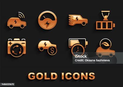 전기 자동차 가격 배터리 충전 에코 재활용 기호 스마트 시스템 및 전압계 아이콘을 설정합니다 벡터 가득 찬에 대한 스톡 벡터 아트 및 기타 이미지 Istock