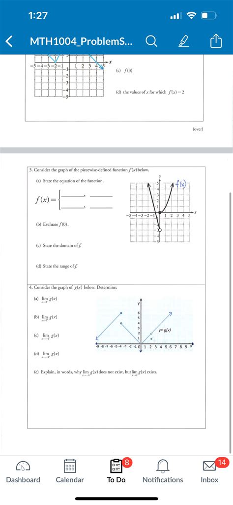 Solved D The Values Of X For Which F X 2 3 Consider The Chegg Com