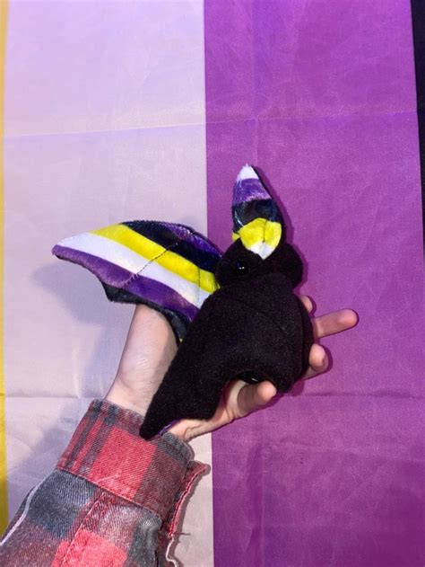 Non Binary Enby Bat Plushie Pride Bat Plush Ts Hand Made Etsy Bat Pattern Plushies Plush