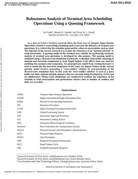 Pdf Robustness Analysis Of Terminal Area Scheduling Operations Dokumen Tips