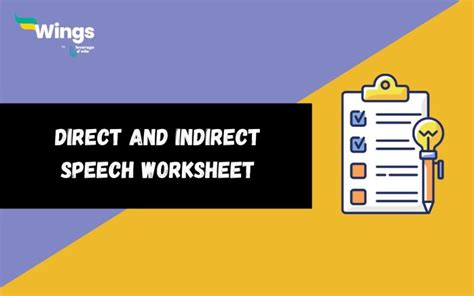 Direct And Indirect Speech Worksheet