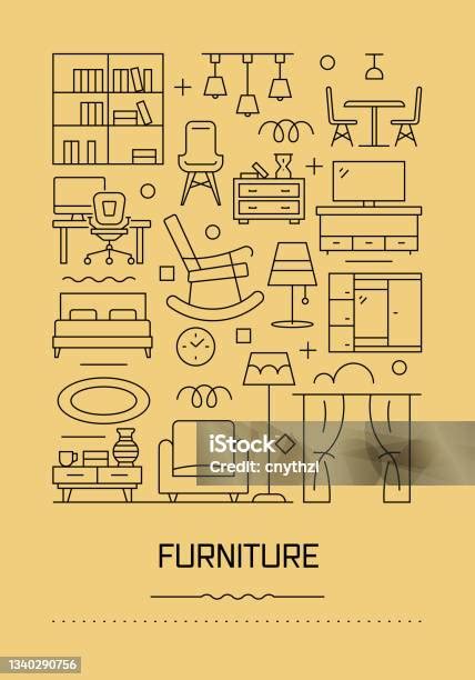 가구 관련 현대 라인 디자인 브로셔 포스터 전단지 프리젠 테이션 템플릿 벡터 일러스트레이션 0명에 대한 스톡 벡터 아트 및 기타