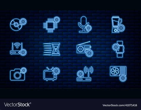 Set Line Air Conditioner Setting Smartwatch Vector Image