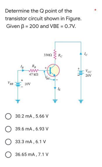 Answered Determine The Q Point Of The Transistor Circuit Shown In Figure Given B And VBE