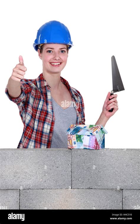 Build Adult Brick Businesswoman Career Woman Cement Adults Builder Stock Photo Alamy