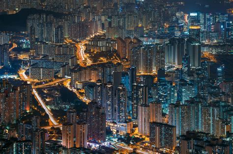 壁纸 都市风景 香港 建造 天空 天际线 摩天大楼 晚间 城市的灯光 鸟瞰 都会 市中心 地标 2000x1333