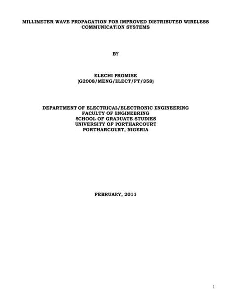 Millimeter Wave Propagation For Improved Distributed Wireless Communication Systems Pdf