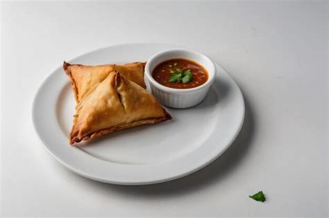 Premium Photo Delicious Samosas With Dipping Sauce
