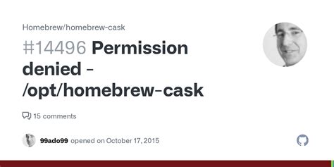 Permission Denied Opt Homebrew Cask Issue Homebrew Homebrew Cask Github
