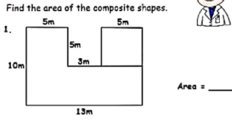 Find The Area Of The Composite Shapes 1 Image Of A Composite Shape With Dimensions 5m 5m 3m 10m