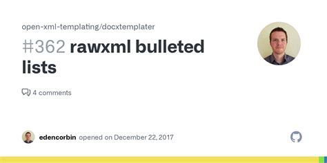 Rawxml Bulleted Lists · Issue 362 · Open Xml Templatingdocxtemplater · Github