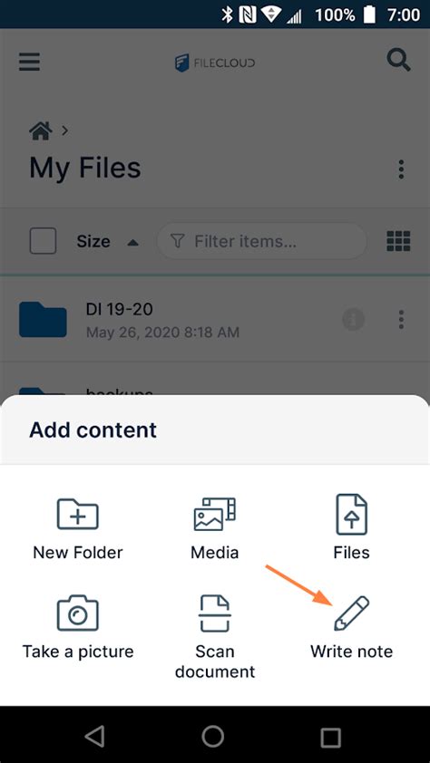 create text files in android filecloud docs server