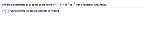 solved find the x coordinates of all points on the curve y