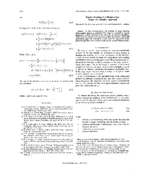 Pdf Passive Tracking Of A Maneuvering Target An Adaptive Approach