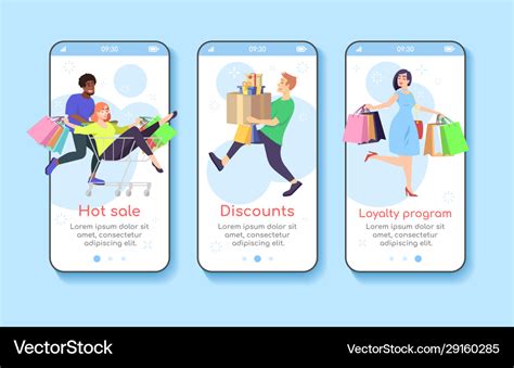 Shopping Onboarding Mobile App Screen Template Vector Image