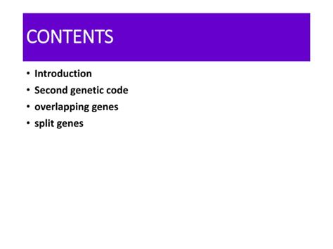 Second Genetic Code Overlapping And Split Genes Pptx Chemistry Science