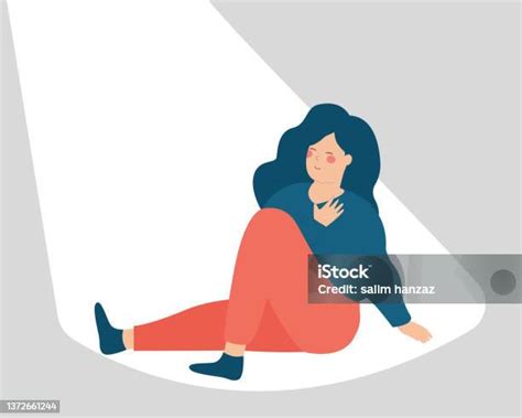 행복한 낙관적 인 소녀는 그녀의 마음을 감동 여자는 평화로운 내면세계에 빛을 품고 있다 자유 웰빙 평온과 자기 수용 개념 Mental Wellbeing에 대한 스톡 벡터