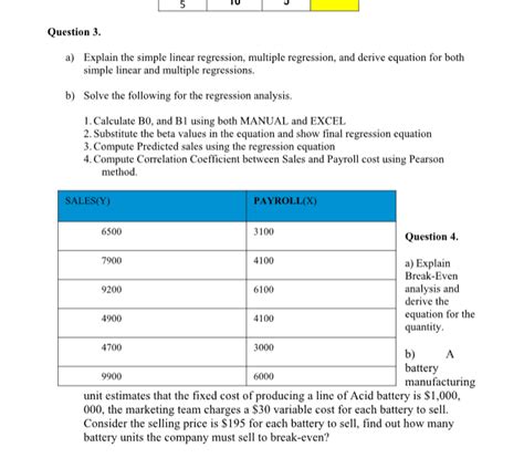 Solved A Explain The Simple Linear Regression Multiple