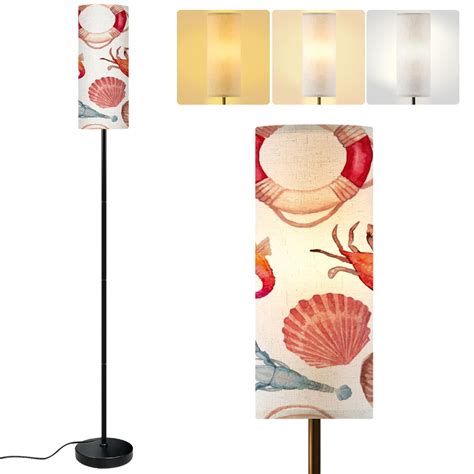 Modern Standing Floor Lamp Watercolor Nautical Pattern Seamless Texture