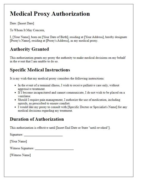 Letter Template For Medical Proxy Authorization Free Samples In Pdf Letterin