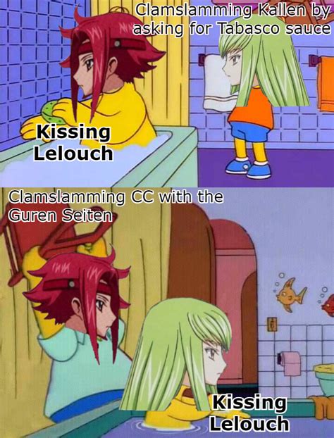 Kallen And CC Interrupted Each Other S Near Kissing Scene With Lelouch R2 At Episode 9 And 24