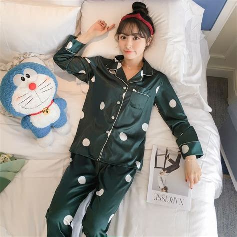 여자잠옷 잠옷 봄가을 얇다 타입가능 고양이가좋아하는 리얼실크 두벌이한세트 학생 겨울 홈웨어 Denied