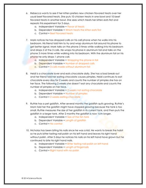 Free Collection Of Identifying Variables Worksheets