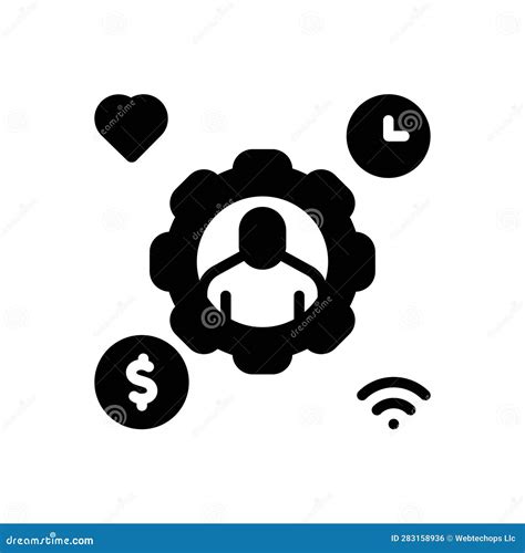 Black Solid Icon For Resources Modality And Setting Stock Vector