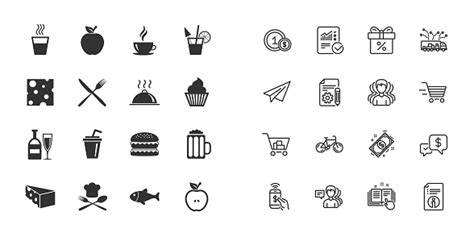 음식과 음료 아이콘의 집합입니다 레스토랑 서명 한다입니다 벡터 고기에 대한 스톡 벡터 아트 및 기타 이미지 고기 라트비아 레스토랑 Istock