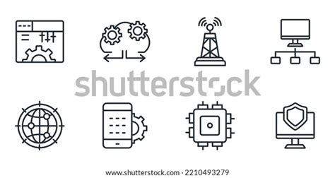Network Technology Icons Set Network Technology Stock Vector Royalty Free 2210493279