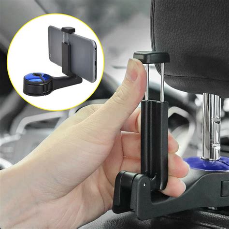 Badu Bg Задна кука 2 в 1 Кука за облегалка за глава на кола с държач за телефон Закачалка за