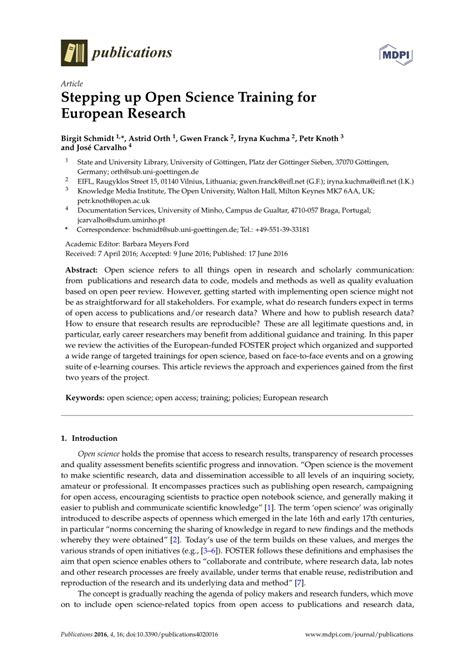 Pdf Stepping Up Open Science Training For European Research