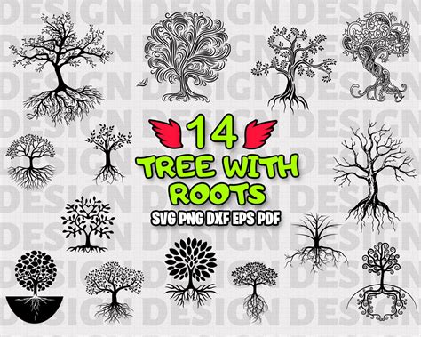 TREE WITH ROOTS Svg Tree Svg Svg Family Tree Tree Silhouette Roots Tree Of Life Family