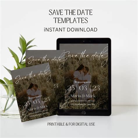 Save The Date Invite Template Minimalist Digital Invite Modern Electronic Save The Date