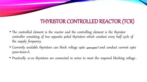 Saturated Reactorsr And Thyristor Controlled Reactortcr Pptx Science