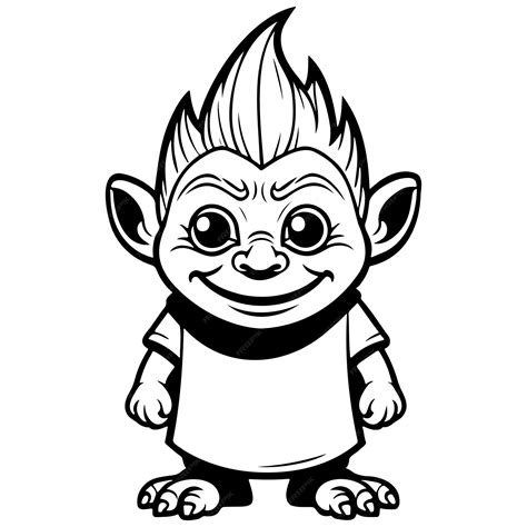 Monochrome Cartoon Troll Face Monochrome Outline Drawing Realistic