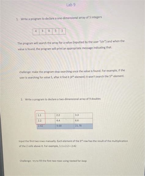 Solved Lab 9 1 Write A Program To Declare A One Dimensional