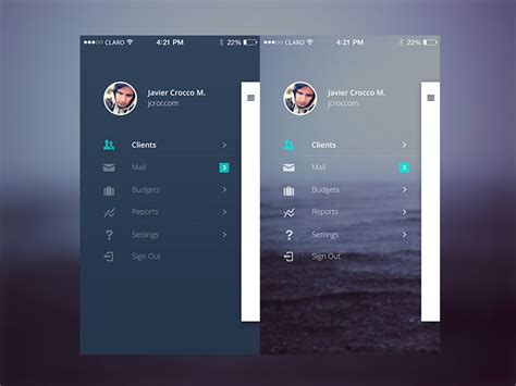 Sperant Mobile Sidebar Concepts By Javier Crocco Mendez Dribbble