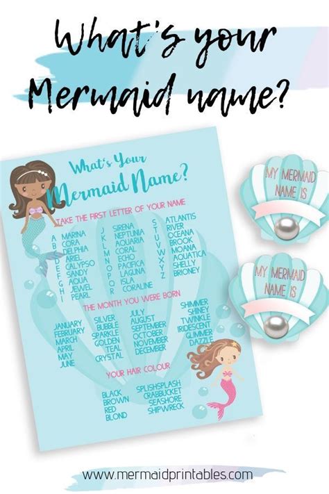 Mermaid Name Party Game Party Decoration Printable Whats Your Mermaid