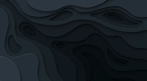 추상 종이 는 검은 색 배경을 잘라 곡면 레벨 구멍 및 그림자가 있는 지형도 어두운 릴리프 텍스처입니다 벡터 개념 3차원 형태에 대한 스톡 벡터 아트 및 기타 이미지