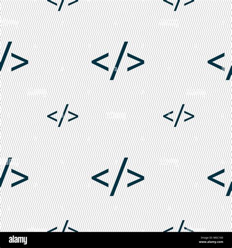 Code Sign Icon Programming Language Symbol Seamless Pattern With Geometric Texture Vector