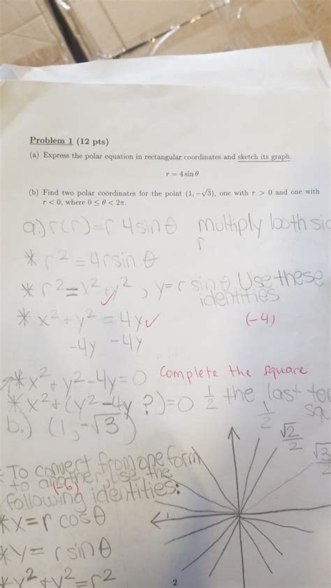 Solved Problem 1 12 Pts A Express The Polar Equation In Chegg Com