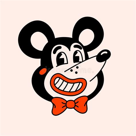 Retro Style Cartoon Mouse Character Groovy Vintage S Red Mouse Character With Funny Face