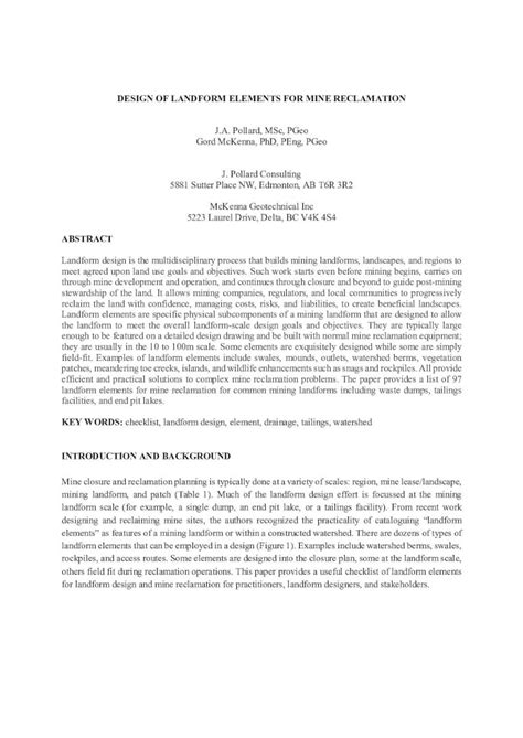 Pdf Design Of Landform Elements For Mine Reclamation … Dokumen Tips