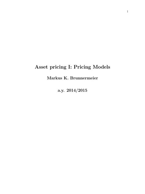 Asset Pricing I Pricing Models Pdf Technology And Engineering