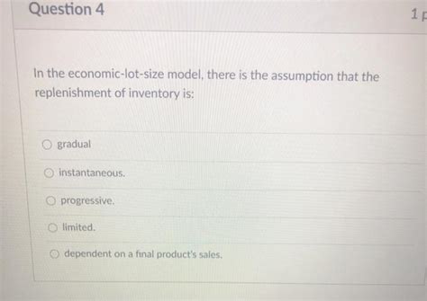 Solved Question 4 12 In The Economic Lot Size Model There